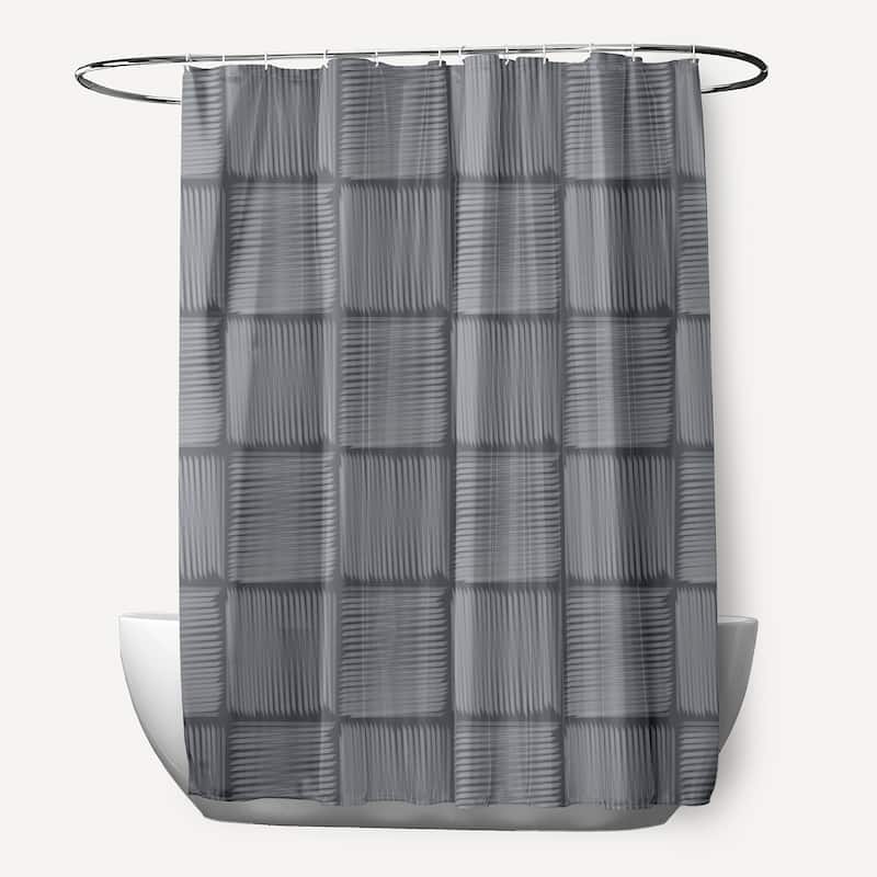 Basketweave Geometric Print Shower Curtain (71 x 74) - Overstock - 10605179