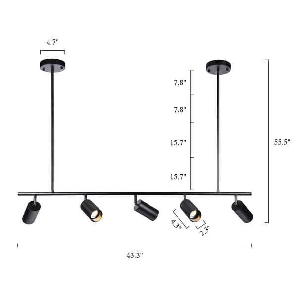 5-Light Modern Farmhouse Linear Swivel Track Lighting Spotlight for ...