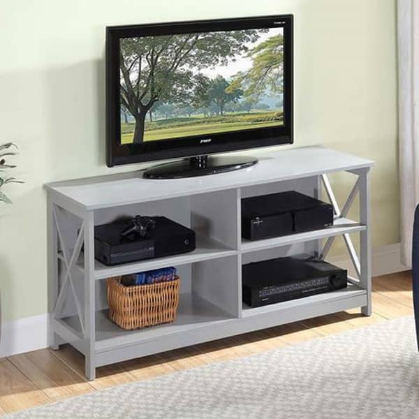 50" TV Stand in Gray Wood Finish with "X" Design - 47 inches in width ...
