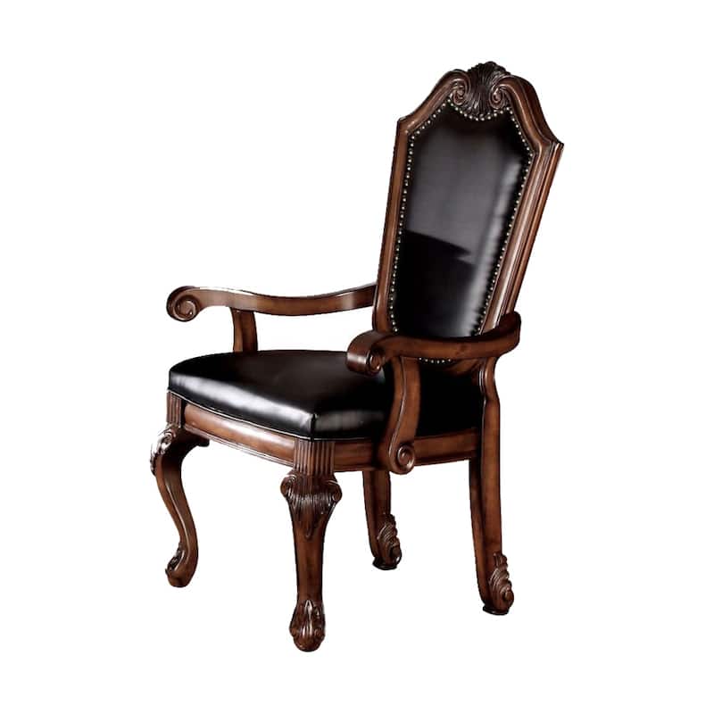 Chateau De Ville Arm Chair (Set-2) in Black PU & Cherry - Overstock ...