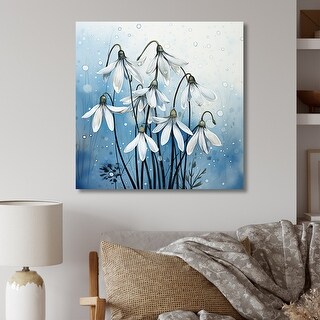 Designart "Minimalism Blue And White Snowdrops Bloom I" Snowdrops Wall ...