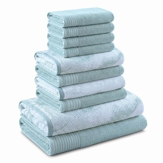 Blue Nile Mills Solid Jacquard 10-Piece Cotton Towel Set - Premium ...