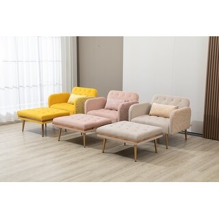 Velvet tufted accent sleeping chair with a low-slung seat and tufted ...