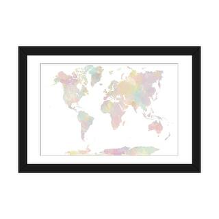 iCanvas "World Map In Pastel Color Watercolor V" by Paul Rommer - Bed ...
