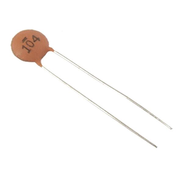 100 Pcs 100000pF 50V Low Voltage Ceramic Disc Capacitors - Brown - Bed ...