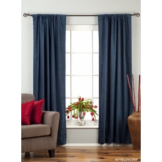 Navy Blue Rod Pocket Velvet Curtain / Drape / Panel - Piece - Bed Bath ...