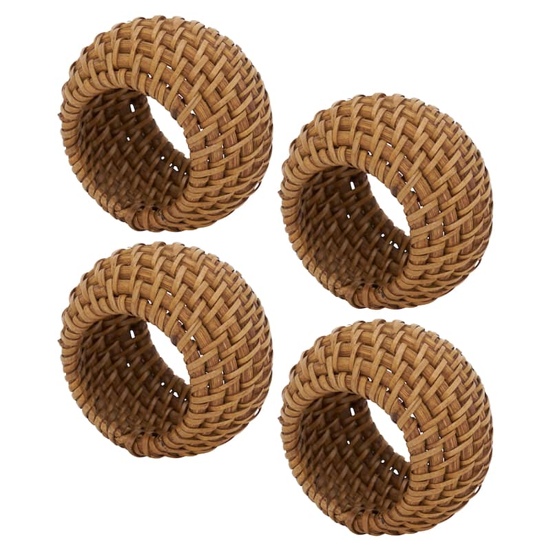 Rattan Napkin Rings With Woven Design (Set of 4) - On Sale - Overstock ...