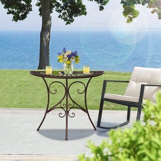 Kinbor Outdoor Bistro Table, Half Round Patio Side Table, Retro Small ...