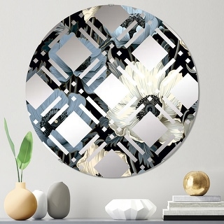 Designart "Euphoria Blue And Grey Poppies I" Flowers Grey Wall Mirror ...
