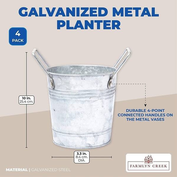 4 Pack Mini Galvanized Buckets with Handles, Farmhouse Home Decor ...
