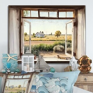 Designart 'Window To Landscape Views I' Farm Landscape Canvas Wall Art ...