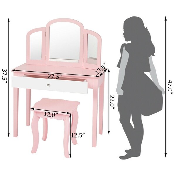 Young Princess Vanity Set with Tri Folding Mirror and Chair for Dress Up 12 x 12 x 12.5 L x W x H Bed Bath Beyond 31825834