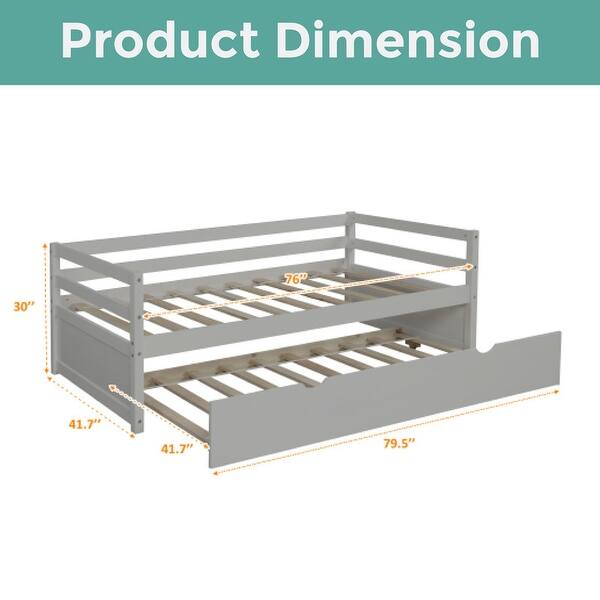 Ultimate Safety day bed Gray trundle bed Pine twin daybed - Bed Bath ...