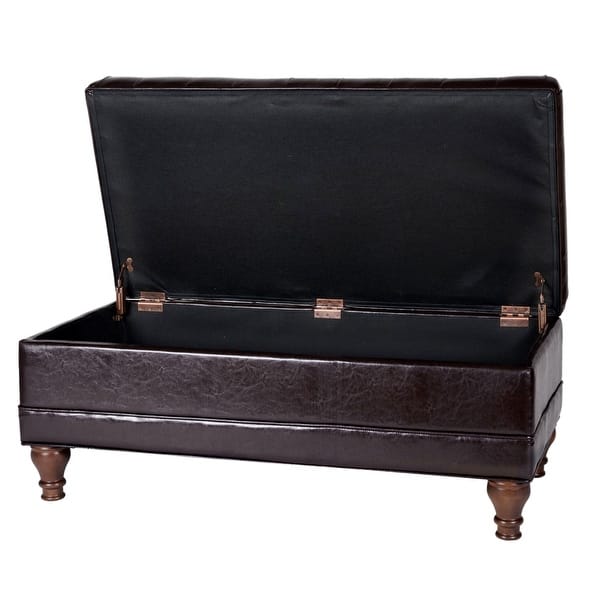 Button Tufted Design Dark Brown Ottoman Storage Bench - Bed Bath ...
