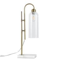 Oro Gold Table Lamp - Brushed Gold Curved Design and Marbled Base ...