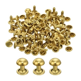 60 Set Round Studs Rivet, 6x4mm Brass Mushroom Shape Leather Rivet ...