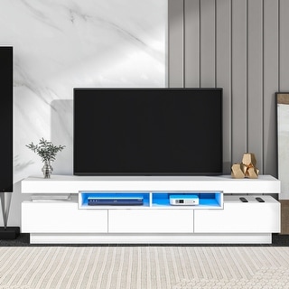 Stylish TV Console High Gloss LED TV Stand Entertainment Center with 4 ...