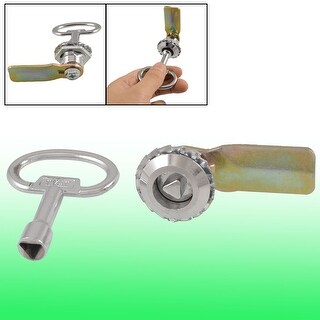 Cabinet Door Security Panel Lock w Triangle Spanner Key - Silver Tone ...