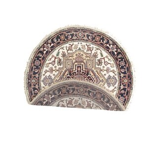 Ivory Fine Hand-Knotted Round Serapi 6' X 6' - 6' X 6' - Bed Bath ...