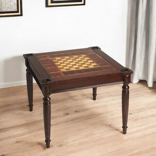 HomeRoots 36" Brown Cherry Wood Multi Game Table - 30" x 36" x 36 ...