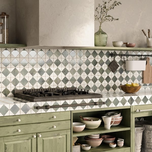 Merola Tile Kings Arles Green 13" x 13" Ceramic Floor and Wall Tile ...