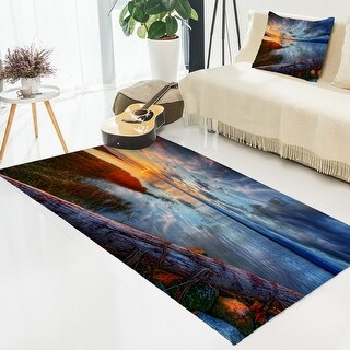 Designart 'Colorful River Sunset With Log' Seashore Area Rug - Bed Bath ...