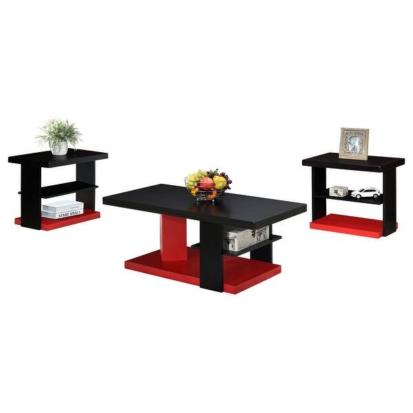 Titanic Furniture Igor 3-Piece Wood Coffee and End Table Set in Black ...