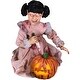 Haunted Hill Farm Lunging Pumpkin Carver Zombie Girl with Jack O ...