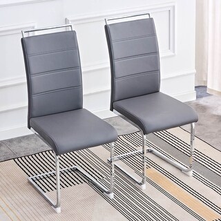 PU Faux Leather High Back Upholstered Side Chair Transverse Stripe ...