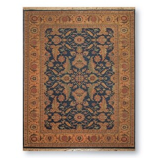 Midnight Blue,Dark Beige, Burnt Orange, Green, Rust, Multi Oriental Rug ...