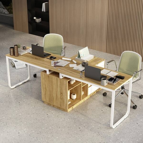 Efficient Double Workstation with Optional Drawer/Shelf Storage System ...