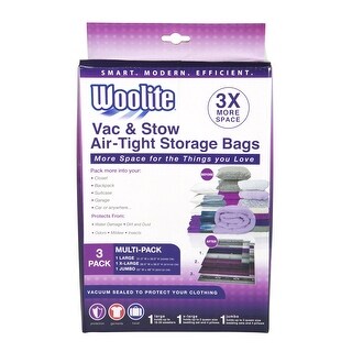 Woolite Vac-N-Stow Air-Tight Storage Bags, Multi Sizes, 3-Pack - Bed ...