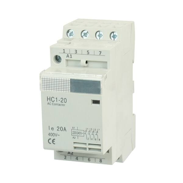 HC1-20 4 Pole DIN Rail Mounting Module AC Contactor 220/240V Coil 20A ...