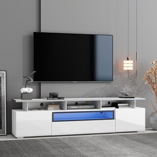 Modern TV Stand with LED Color Changing Lights and UV High-Gloss - Bed ...