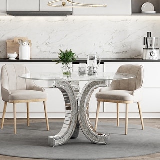 Allard X-base Round Glass Dining Table - Bed Bath & Beyond - 36097577