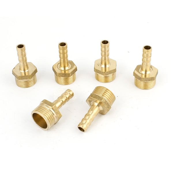 6pcs Gold Tone 3/8PT Male Thread x 6mm Hose Barb Straight Coupler Fitting - Gold Tone - Bed Bath ...