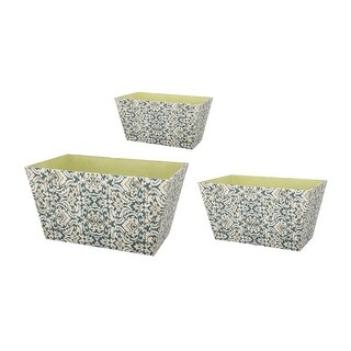 Rectangular Containers with Narrow Bottom, Set of 3, Blue and Beige ...