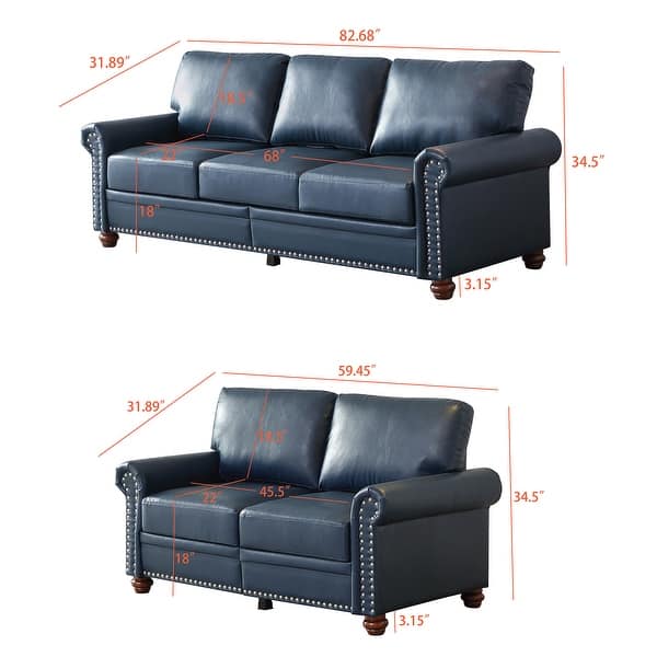 2-Piece Faux Leather Living Room Sofa Set with Storage - Bed Bath ...