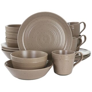 Bee and Willow Milbrook 16 Piece Stoneware Dinnerware Set in Mocha - Bed Bath & Beyond - 38446237