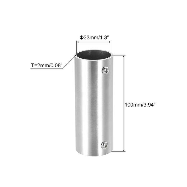 2-Way 100mm L 202 Stainless Steel Rail Pipe Fitting Brushed for 1.3" OD ...