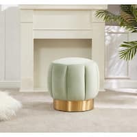 SAFAVIEH Couture Maxine Channel Tufted Ottoman - 18.9" W x 18.9" L x 18 ...