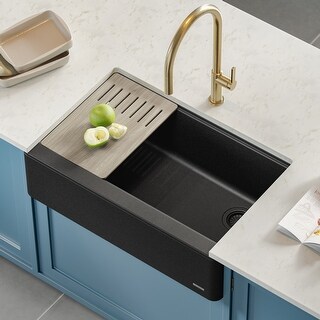 KRAUS Bellucci Workstation Quartz Composite 33-inch Kitchen Sink - Bed ...