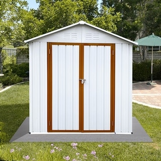 4x6FT Metal Apex Roof Outdoor Storage Sheds with Lockable Door - Bed ...