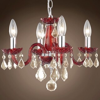 Victorian Design 4 Lt 15" Red Chandelier With Cognac Crystal & Led ...