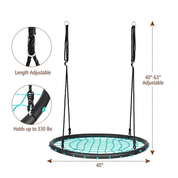 Spider Web Tree Swing Set Kids Outdoor Round Platform Rope Swing - Bed ...