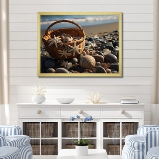 Designart "Beach Collage" Nautical & Beach Framed Wall Art Prints - Bed ...