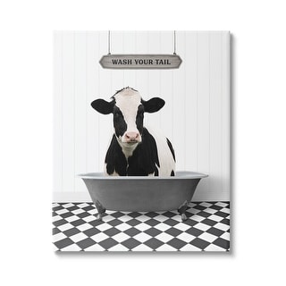 Stupell Wash Your Tail Bathroom Canvas Wall Art Design by Lettered and ...