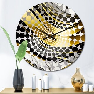Designart "Abstract Geode Marble Waves Gold I" Gold Abstract Clocks ...