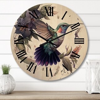 Designart "Purple Colibri Vintage Illustration" Animals Bird Oversized ...