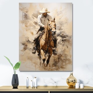 Designart "Minimalism Cowboy Painting I" Cowboys Wall Art - Bed Bath ...